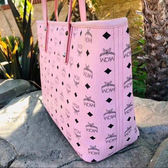 MCM | Bags | Mcm Medium Zip Shopper Tote Bag Purse Pink | Poshmark